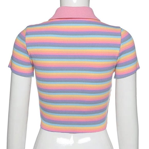 Tops | Pastel Rainbow Crop Top | Poshmark